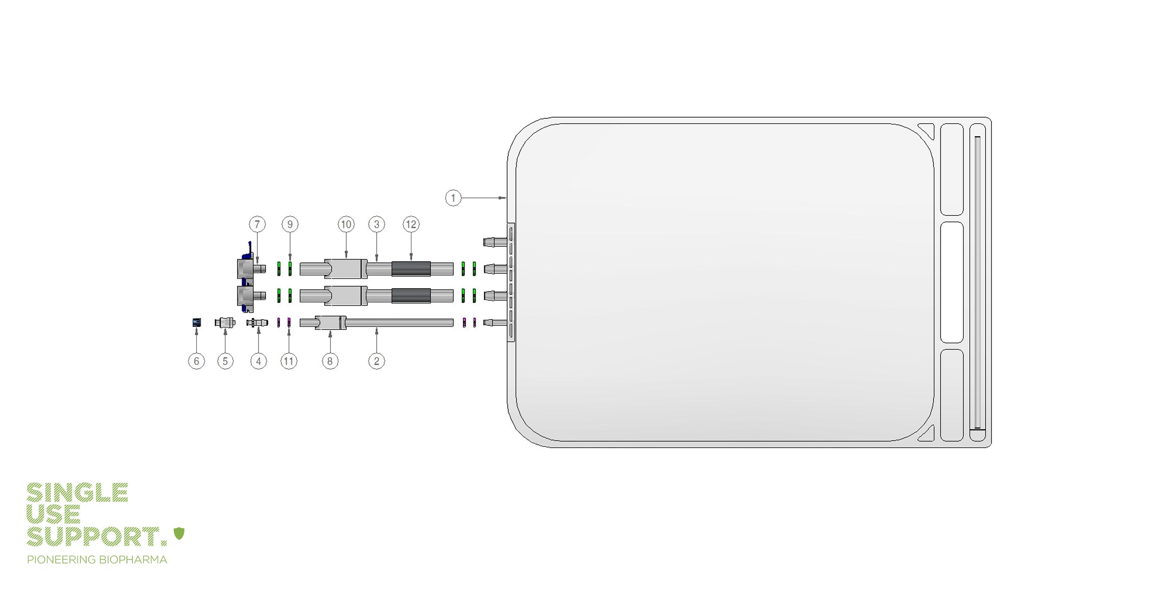 IRIS Single-Use Assembly | 2D Bag | 10L | AQG – Single Use Support